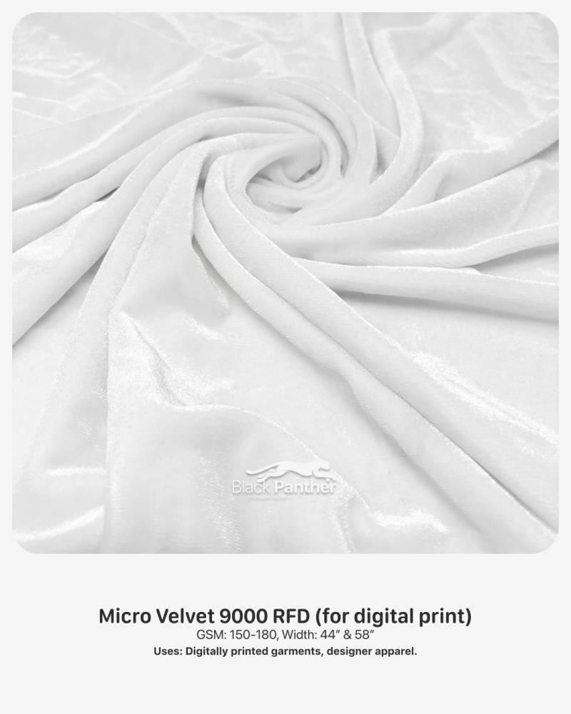 Micro Velvet 9000 RFD Fabric GSM 150 to 180 Width 44 Inch and 58 Inch ...